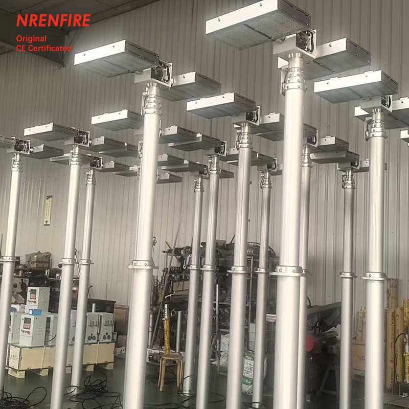 6m pneumatic telescoping move light mast tower for fire truck-pan tilt ...