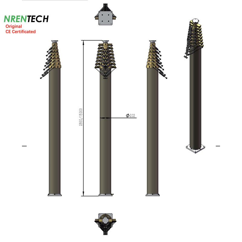 15m lockable pneumatic telescopic mast 30kg payloads 2.8m closed height ...