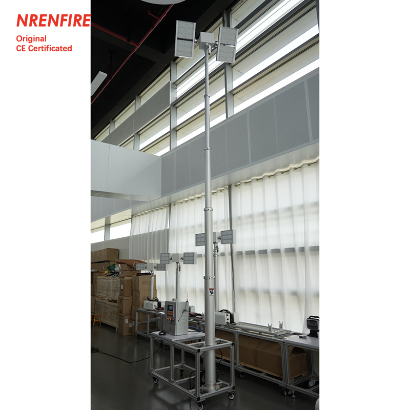 6m pneumatic telescopic mast light tower for fire truck-pan tilt unit ...