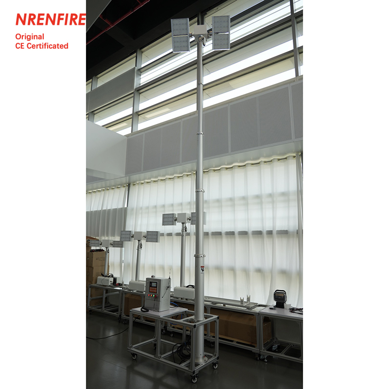 6m pneumatic telescopic light mast tower for fire truck-pan tilt unit ...